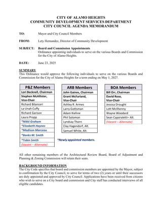 Item # 7 - Boards & Commission Appointments | PDF