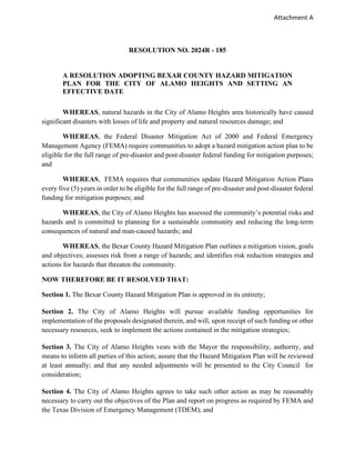 Item # 7 - Adoption of Bexar County Hazard Mitigation Plan | PDF