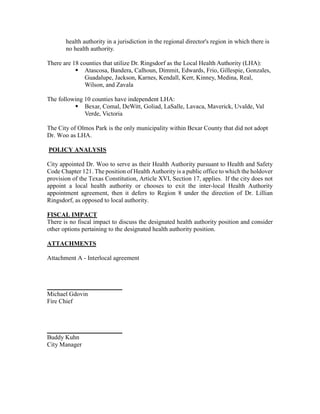 Item # 7 - Interlocal Agreement with San Antonio Metro Health District ...