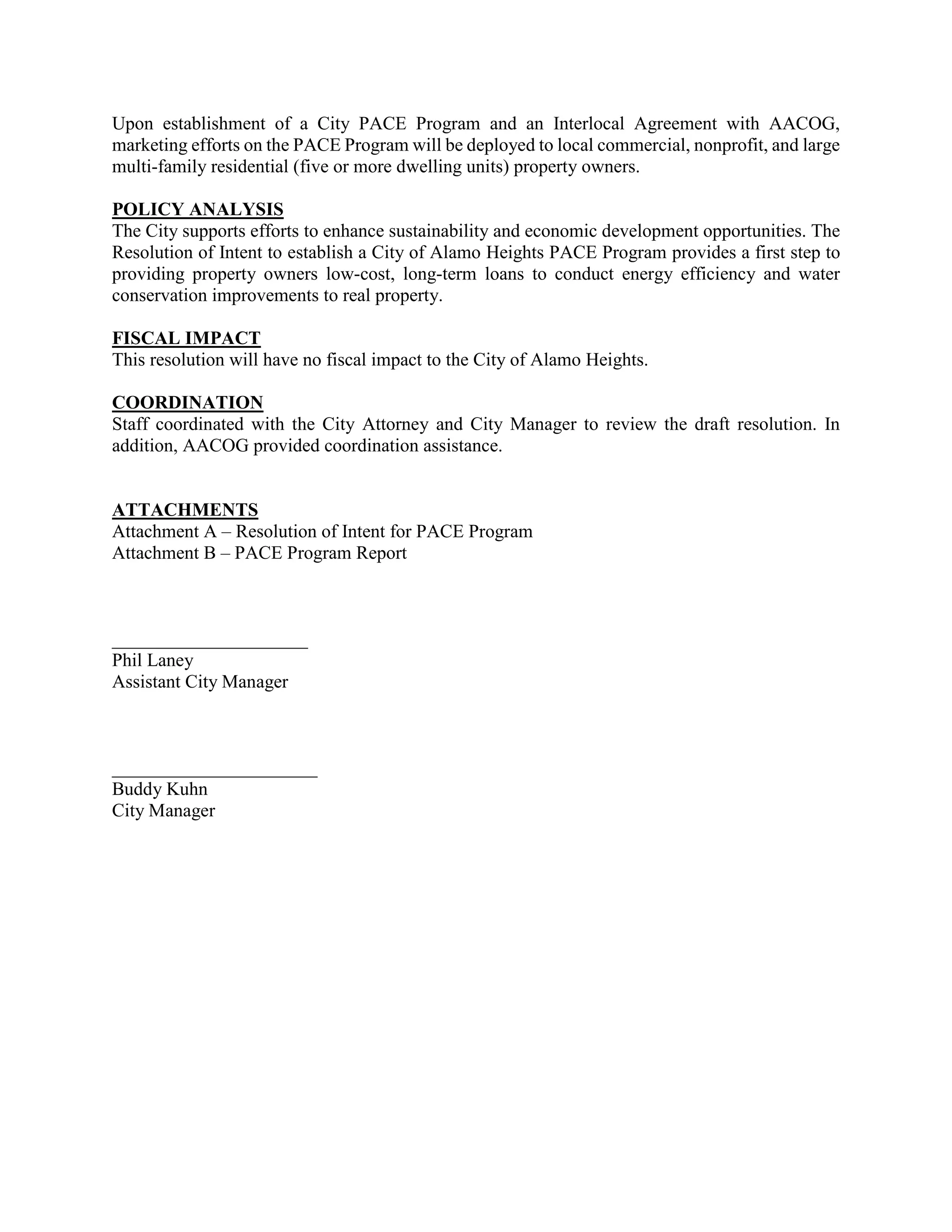 Item # 7 PACE Program - Resolution of Intent | PDF