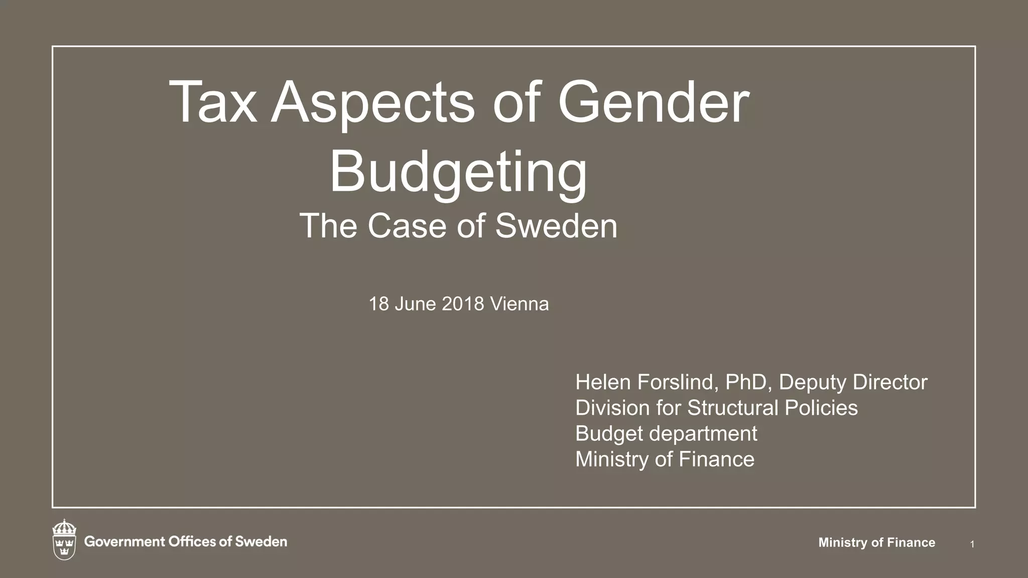 Tax Aspects of Gender Budgeting - Helen FORSLIND (Sweden) | PDF