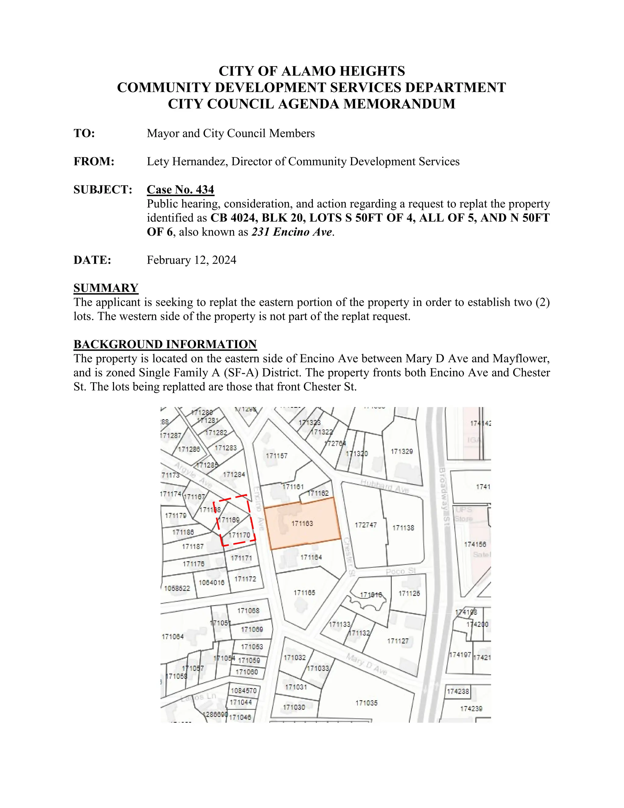 Item # 7 & 8 - 231 Encino Ave. Replat Request | PDF