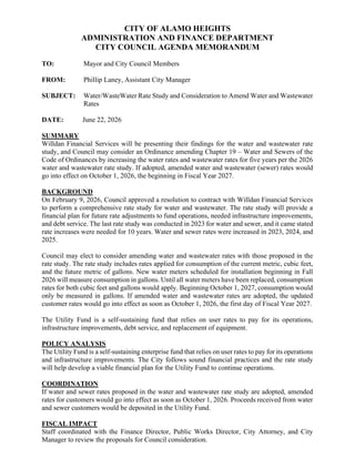 Item # 8 - 2026 Water & Wastewater Rate Study | PDF