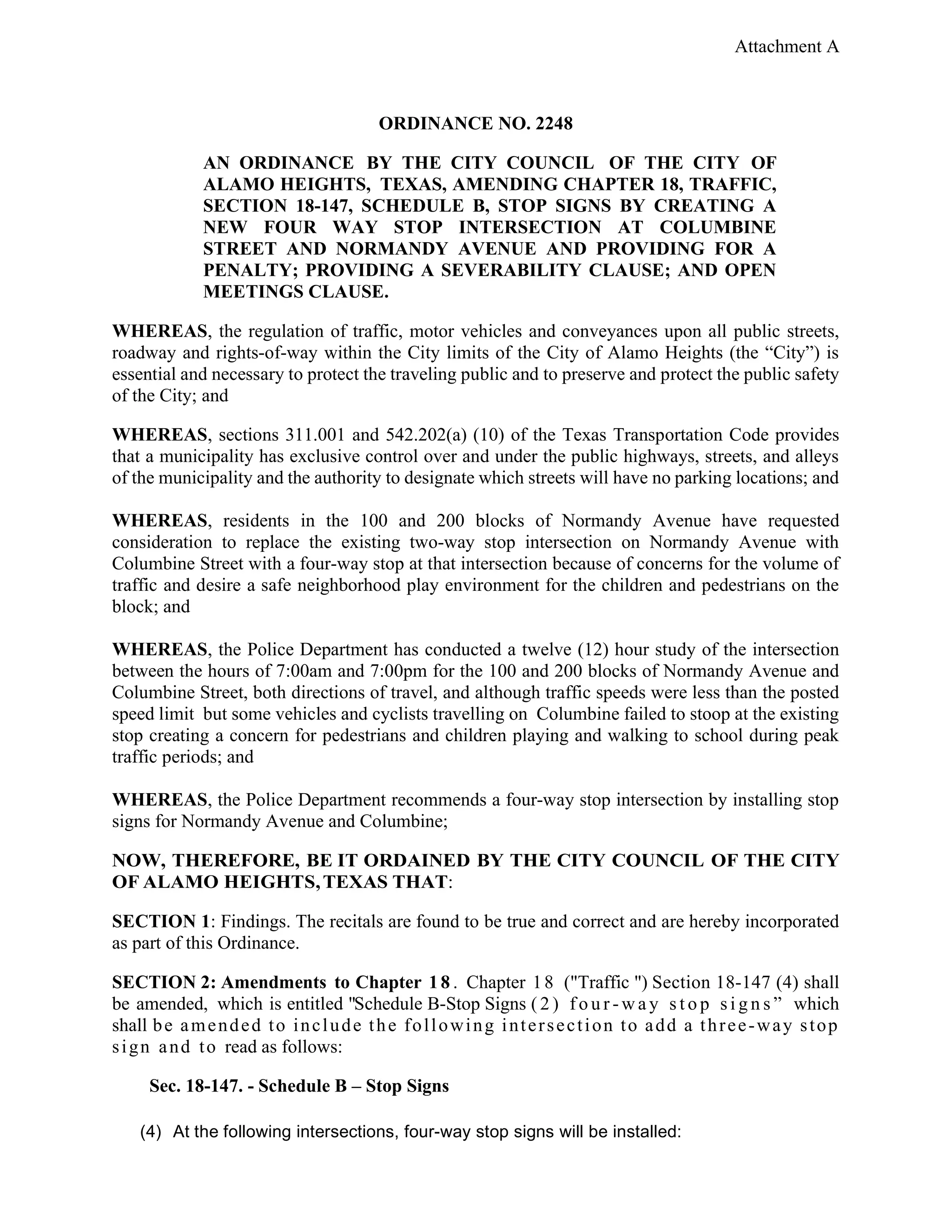 Item # 8 - Normandy and Columbine 4way Stop | PDF