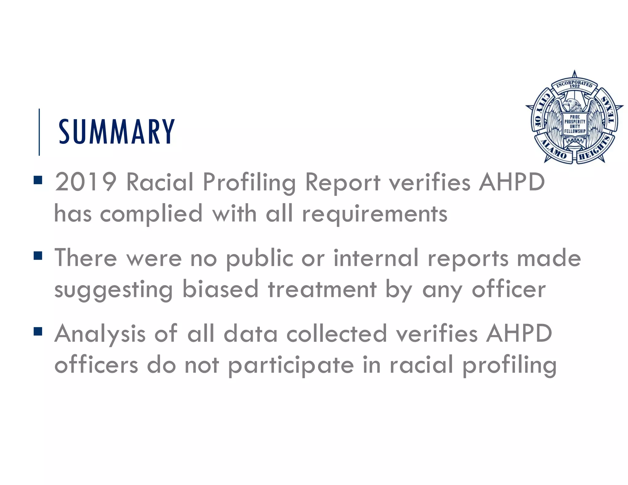 Item # 8 2019 Racial Profiling Report | PPT