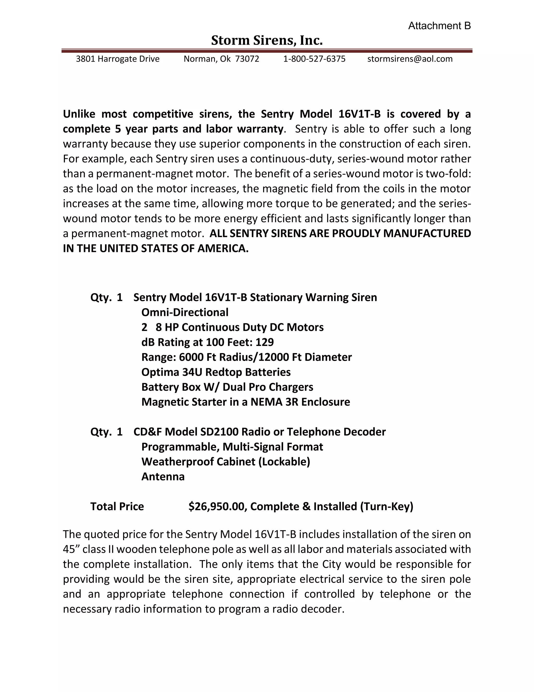 Item # 9 - Citywide Emergency Tornado Warning Siren | PDF