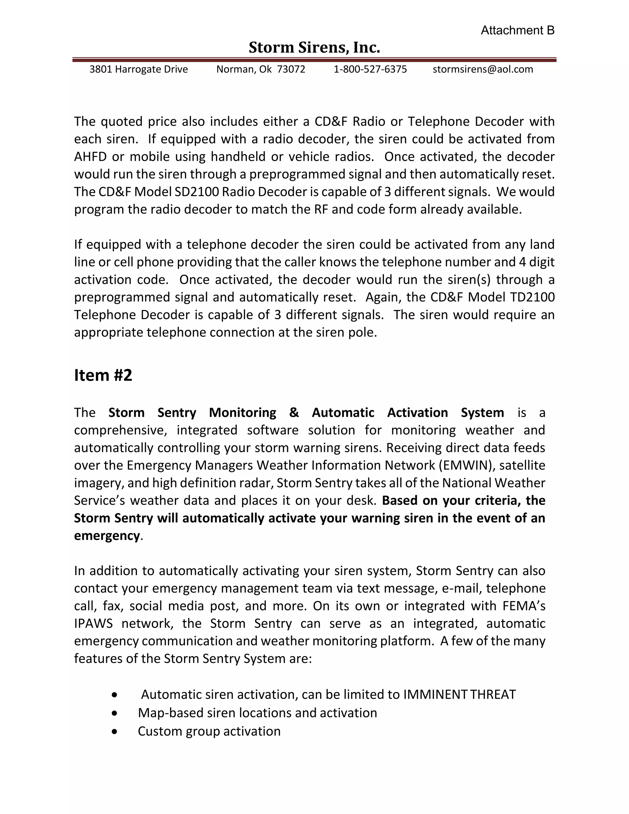 Item # 9 - Citywide Emergency Tornado Warning Siren | PDF