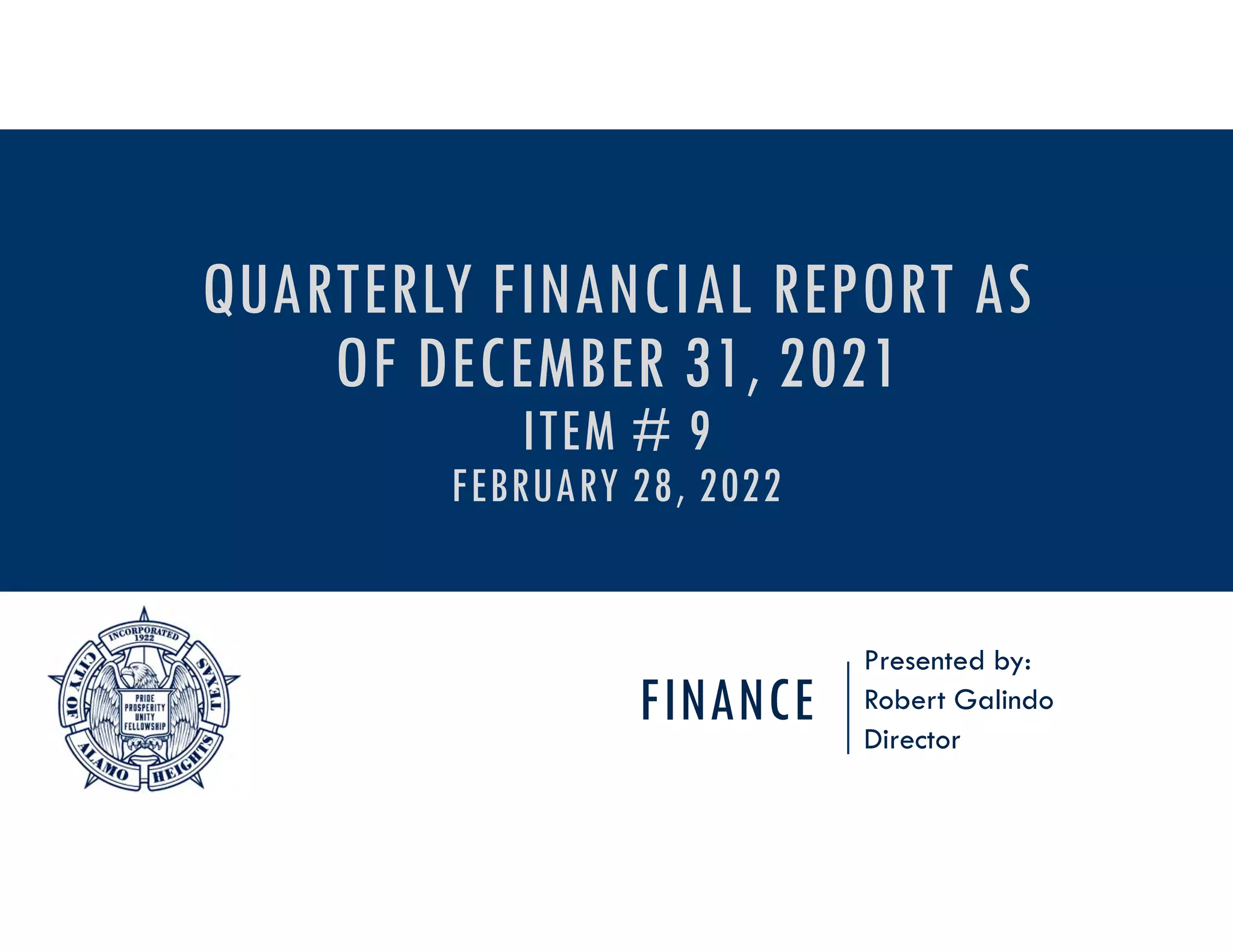 Item # 9 PPT 1st QTR Financial Report FY22 | PDF