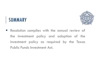 Item # 9 - PPT Investment Policy | PPT