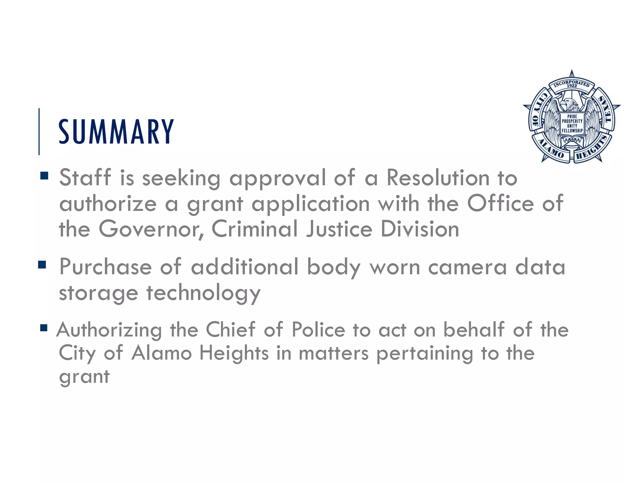 Item # 9 - PPT Police Department Grant Application | PDF