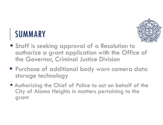 Item # 9 - PPT Police Department Grant Application | PDF