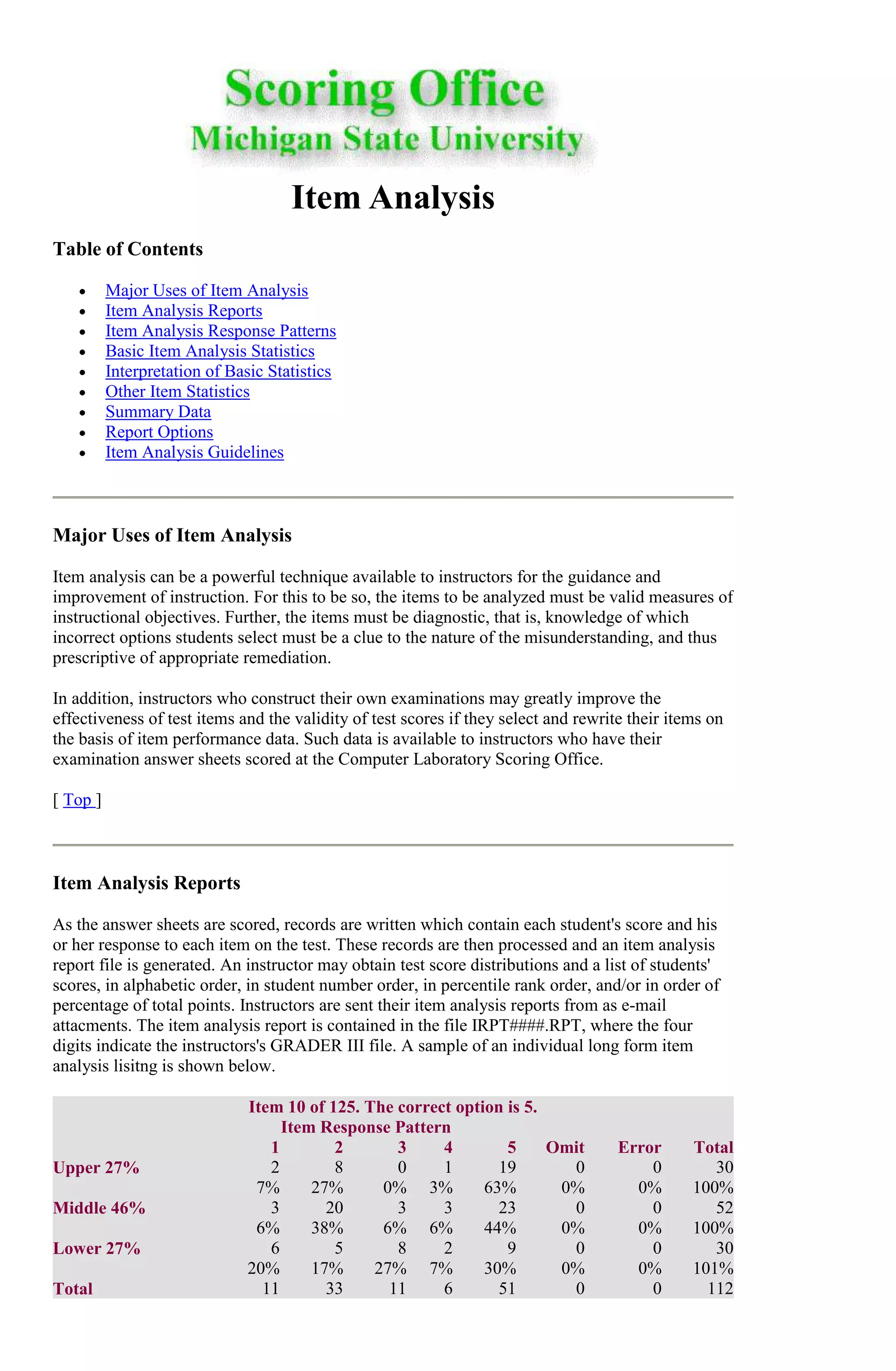 Item analysis | DOCX