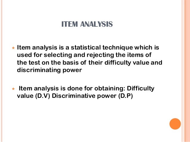Item Analysis item-analysis