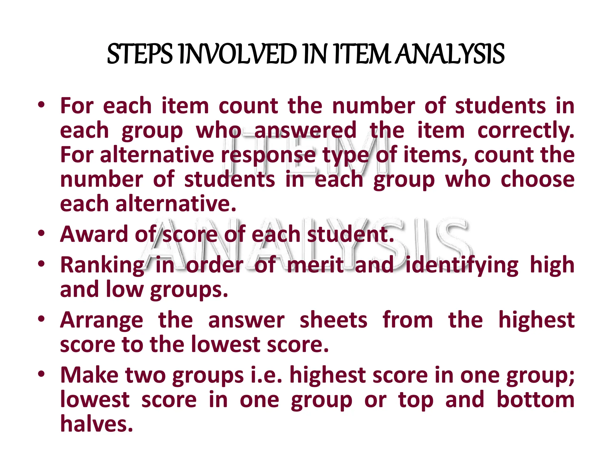 item analysis.pptx education pnc item analysis | PPTX