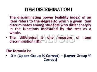 item analysis.pptx education pnc item analysis | PPTX