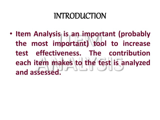 item analysis.pptx education pnc item analysis | PPTX