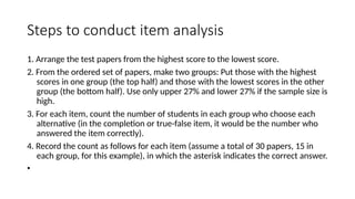 Test and Item Analysis classical test theory | PPTX