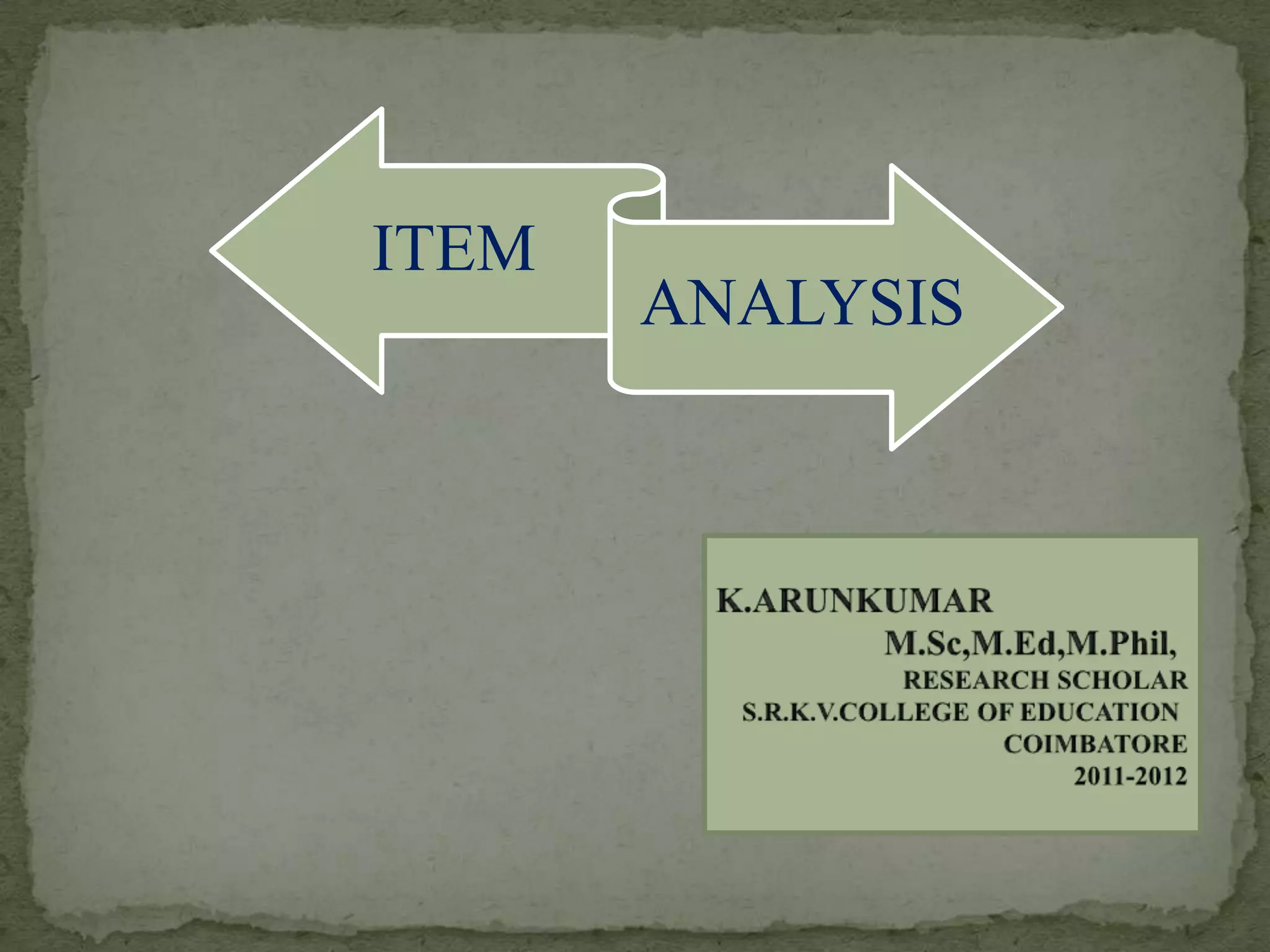 Item analysis | PPTX