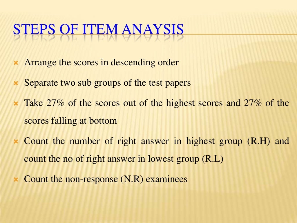 Item Analysis Item Analysis