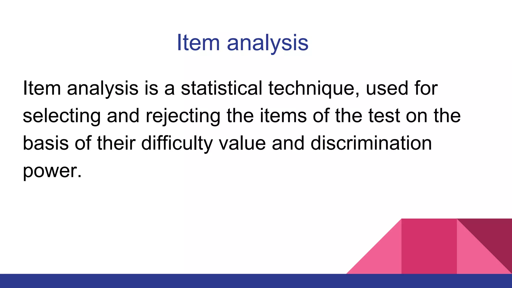 Item analysis in education | PPTX