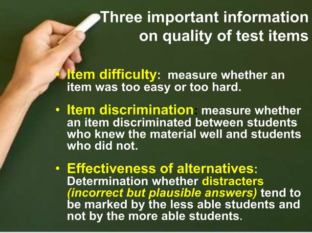 Item analysis | PPTX | Standardized Testing | Educational Assessment
