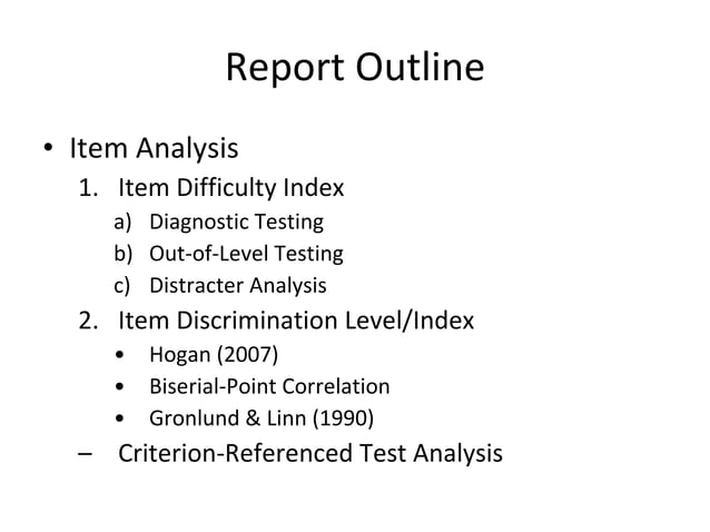 Item and Distracter Analysis | PPT
