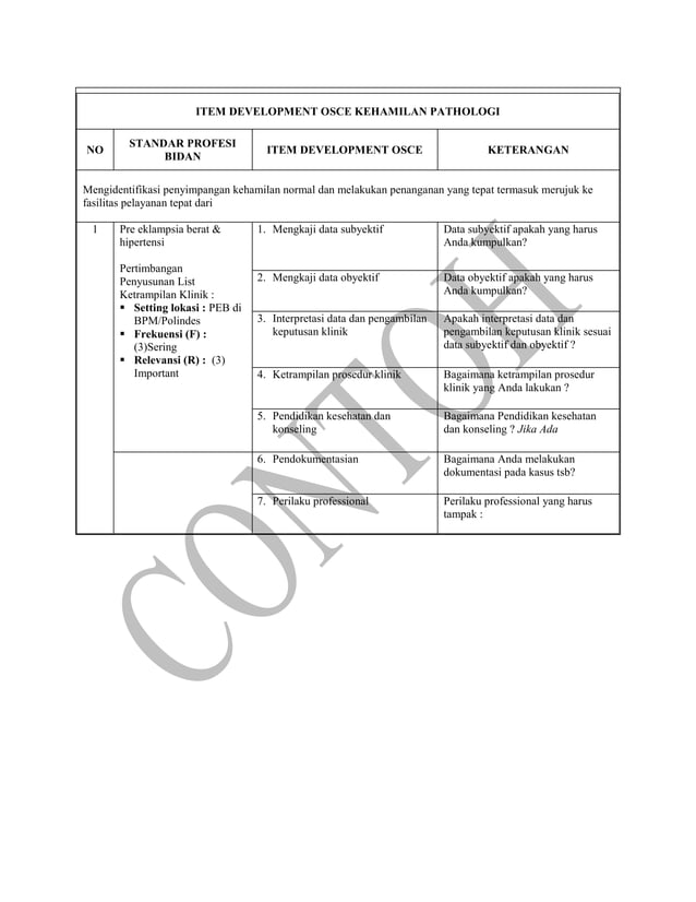 Item development osce kehamilan pathologi | PDF