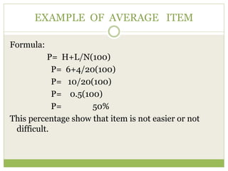 Item Difficulty(1).pptx evaluation and assessement | PPT
