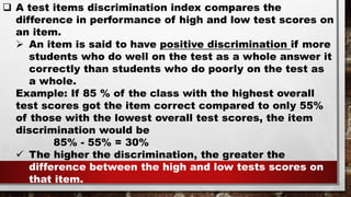 Item difficulty and discrimination | PPTX
