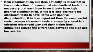 Item difficulty and discrimination | PPTX