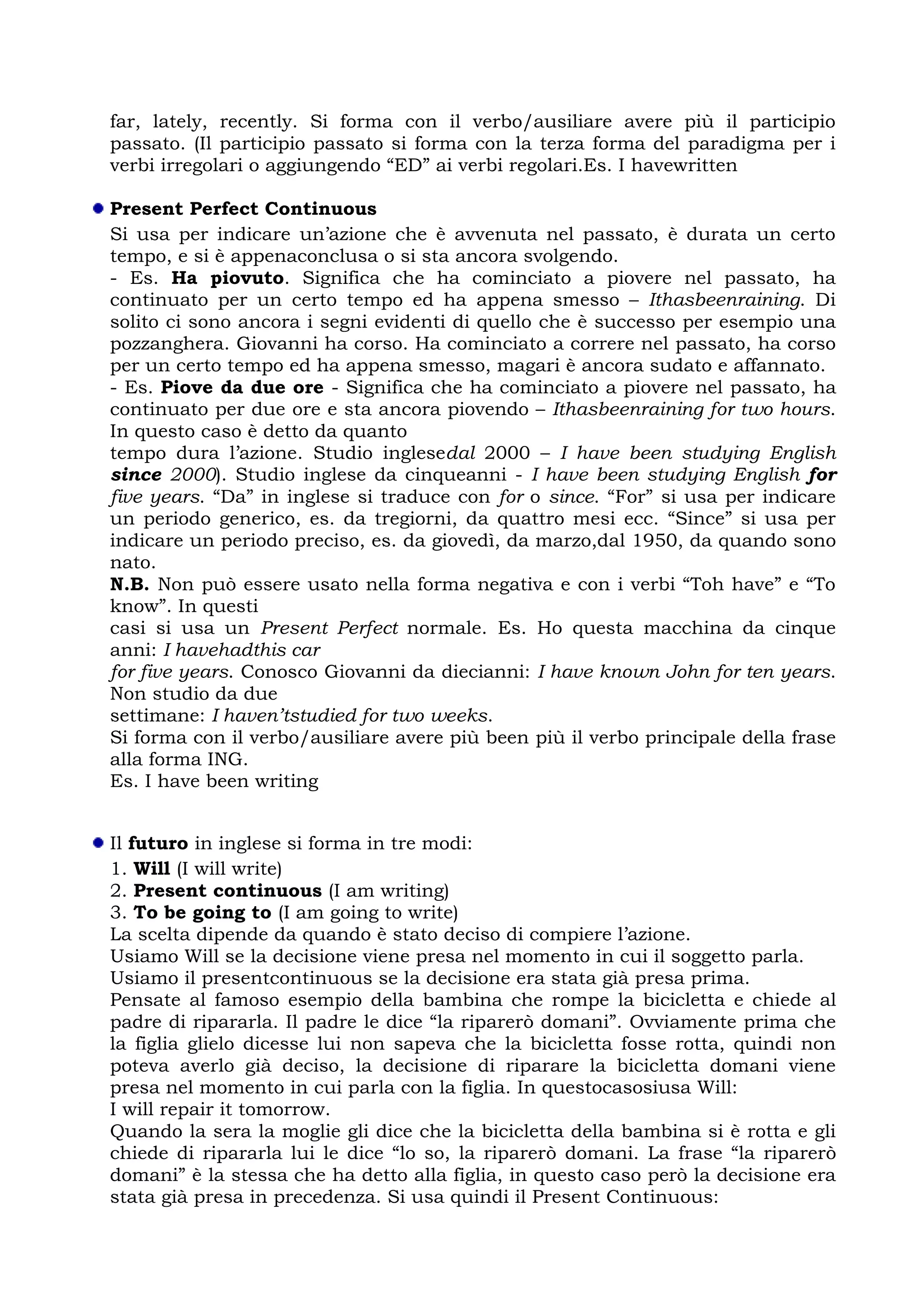 I tempi verbali della grammatica inglese | DOCX