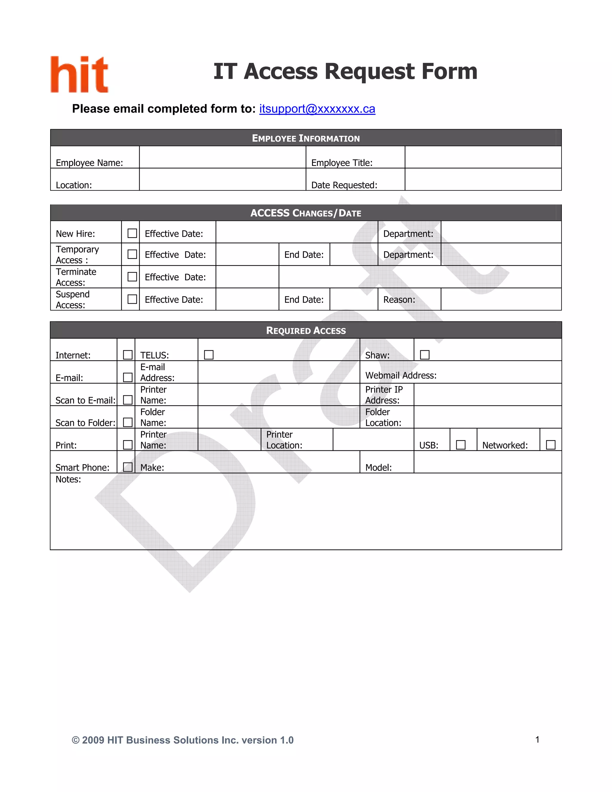 It Employee Change Request Form | PDF