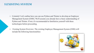 IT EMPLOYEE MANAGEMENT SYSTEM Documentation | PPTX