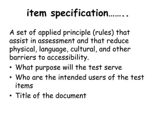 Item specification.csetting of scenarios | PPTX