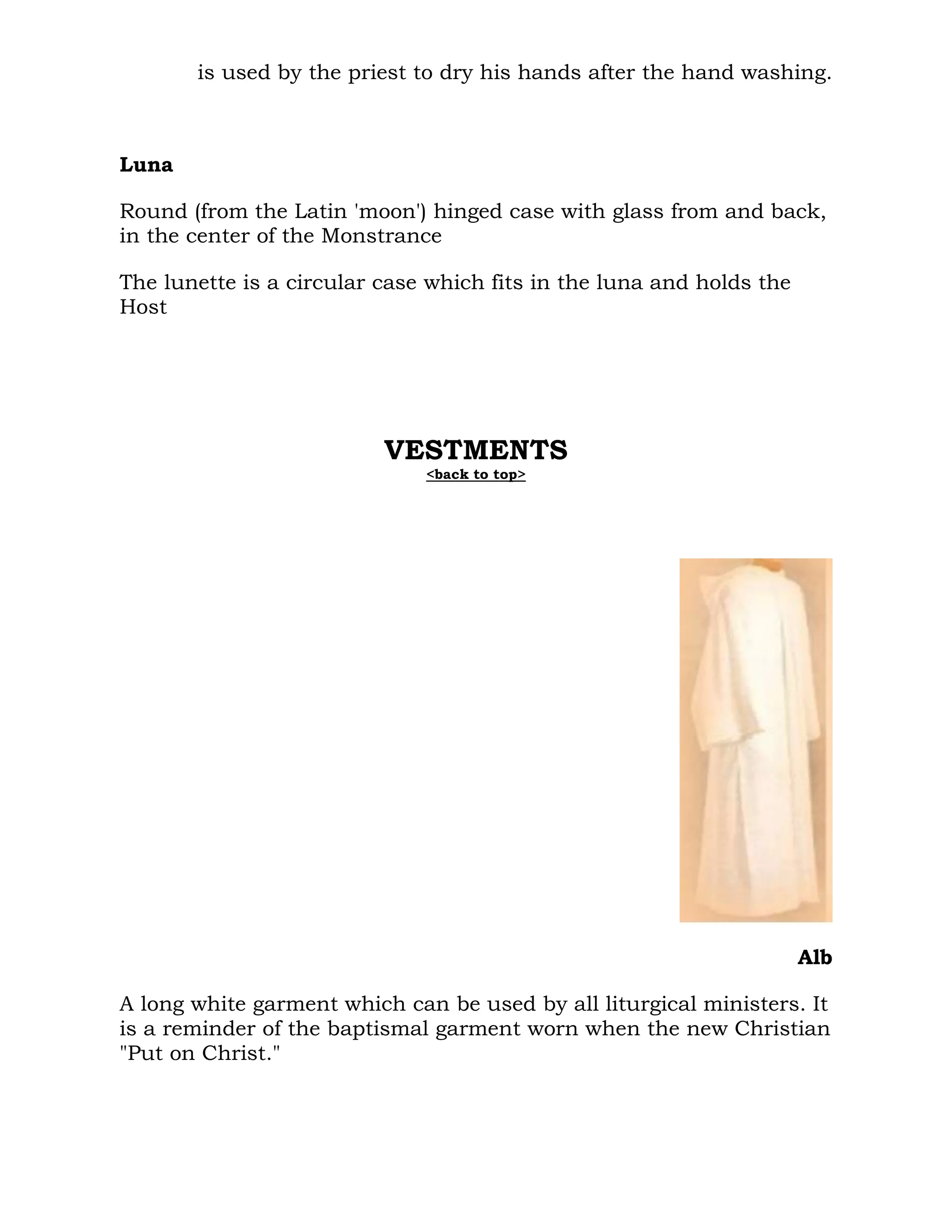 Items used at mass and liturgies | DOCX