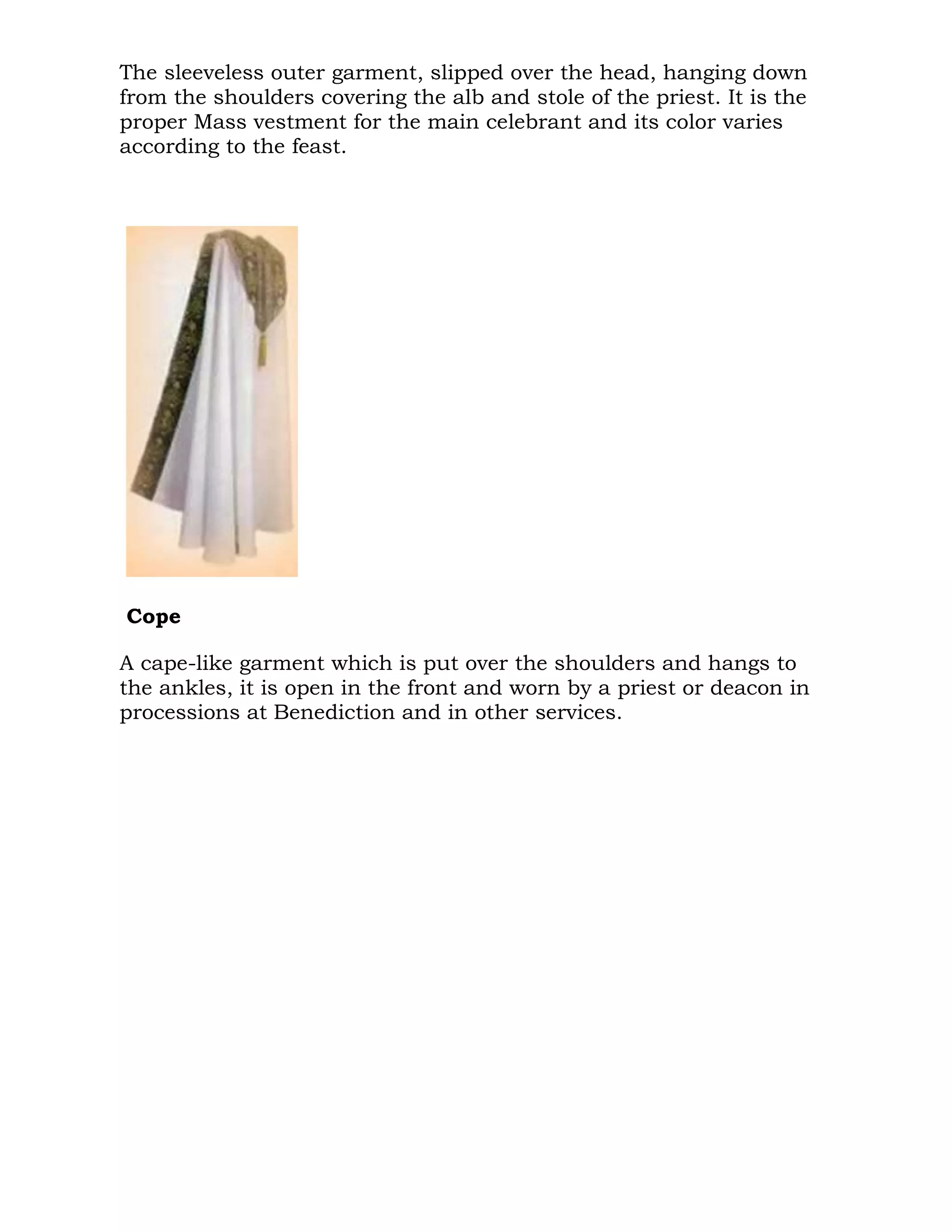 Items used at mass and liturgies | DOCX