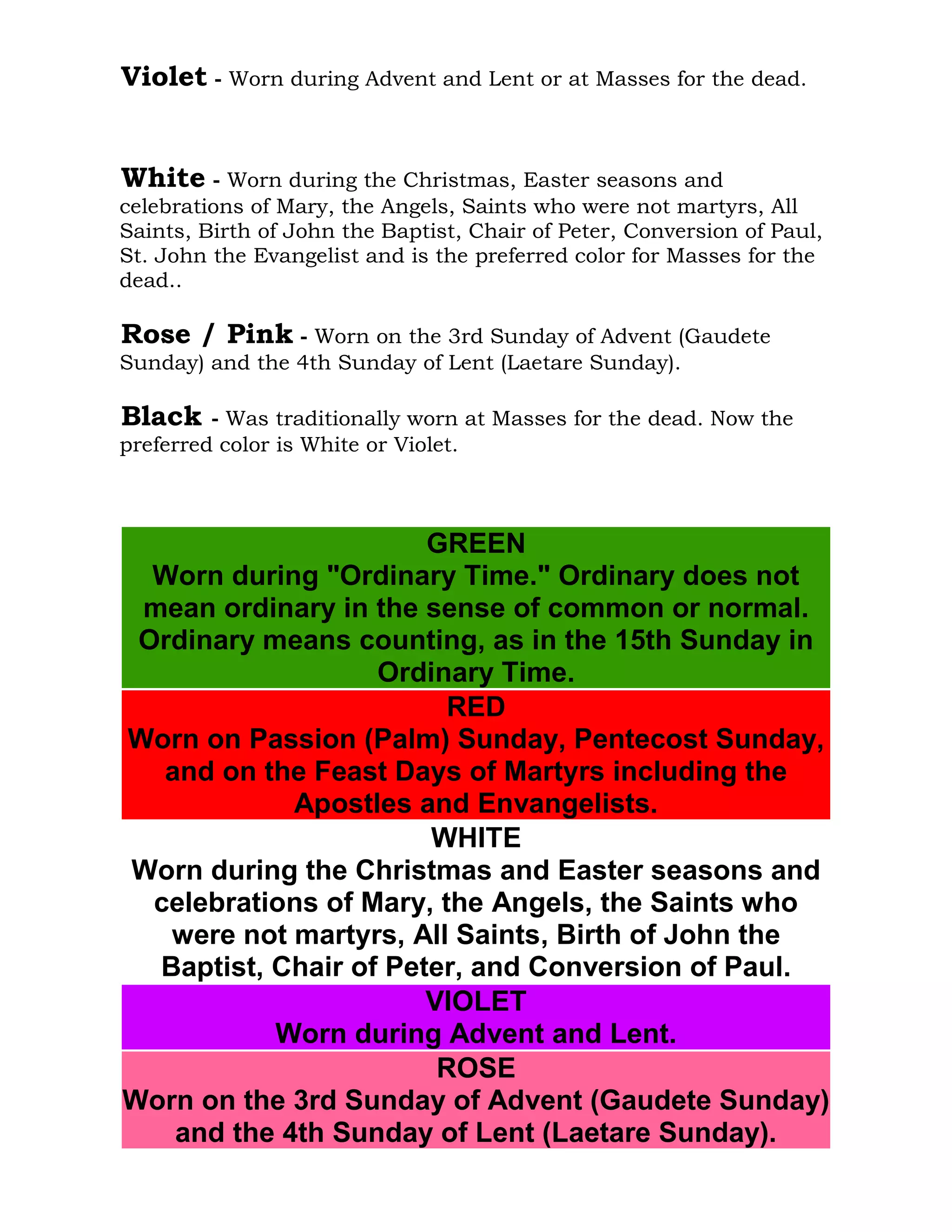 Items used at mass and liturgies | DOCX