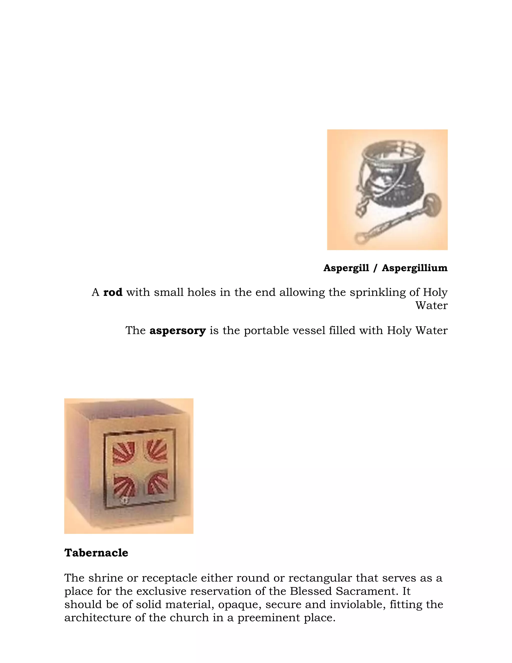 Items used at mass and liturgies | DOCX