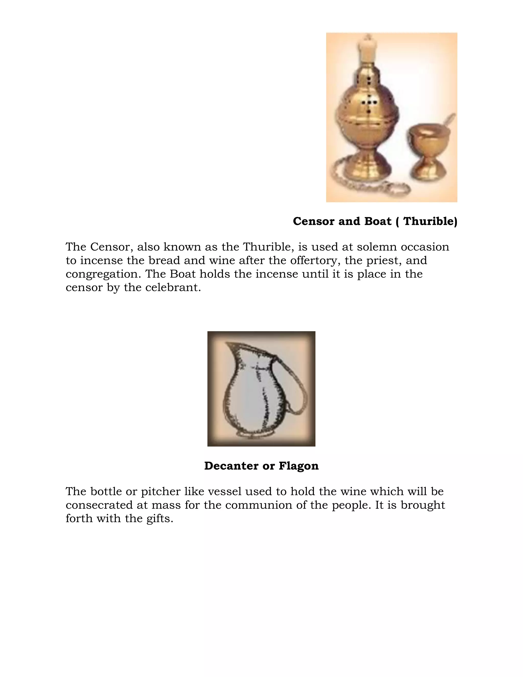 Items used at mass and liturgies | DOCX