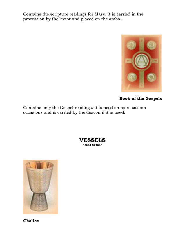 Items used at mass and liturgies | DOCX
