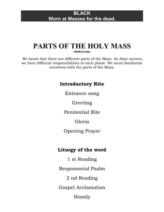 Items used at mass and liturgies | DOCX