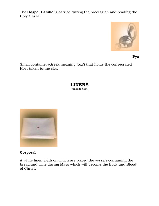 Items used at mass and liturgies | DOCX