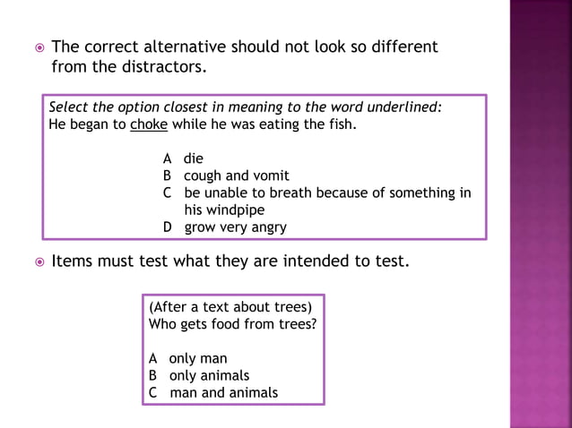 Item writing | PPTX | Standardized Testing | Educational Assessment