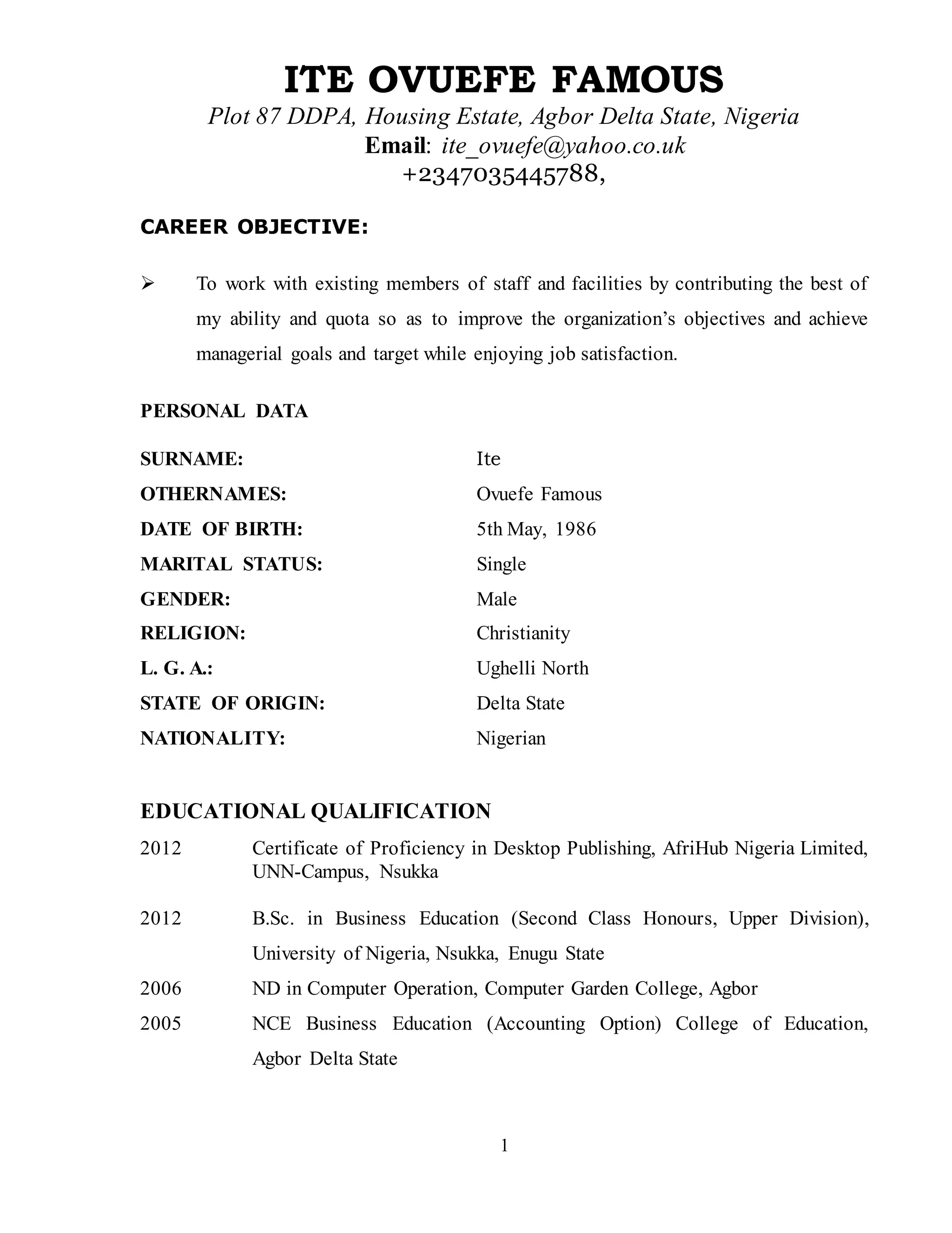 Ite ovuefe famous cv2 | DOCX