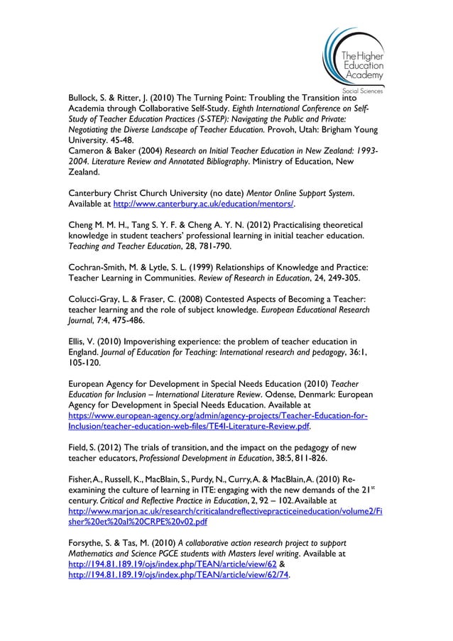 Initial Teacher Education Pedagogy Resource List | PDF