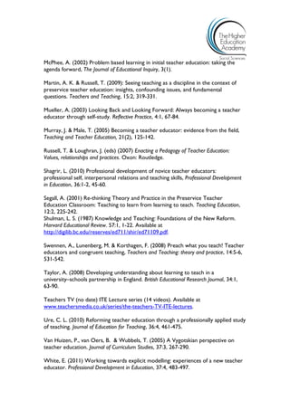 Initial Teacher Education Pedagogy Resource List | PDF