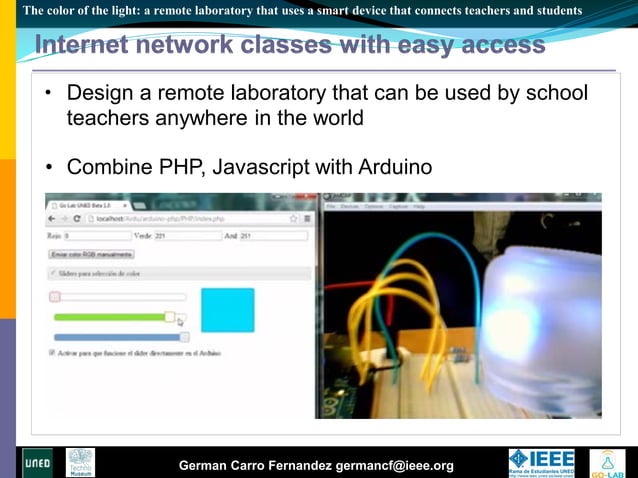 ITEP EDUCON 2014 The Color of the light - Arduino remote laboratory | PPT