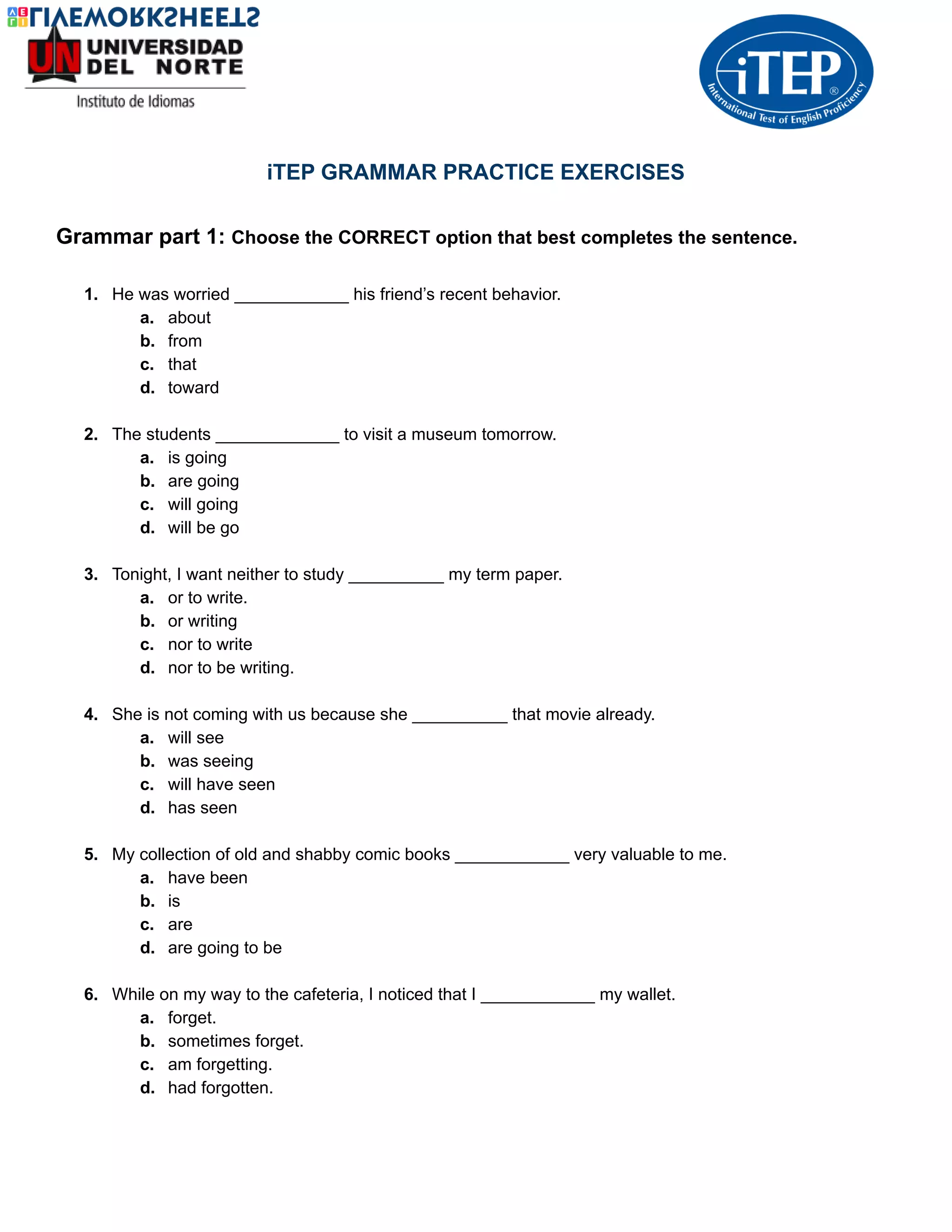 Itep grammar test | PDF