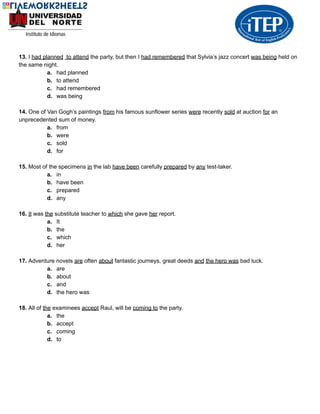 Itep grammar test | PDF