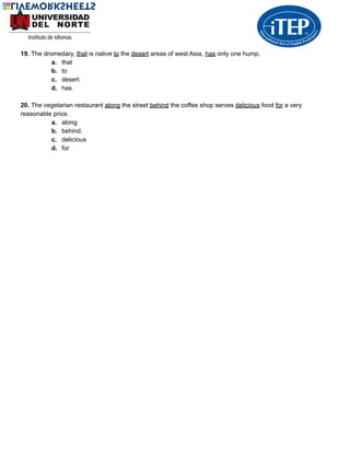 Itep grammar test | PDF